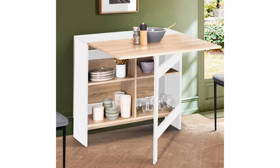Table repas console pliable Edi avec rangements